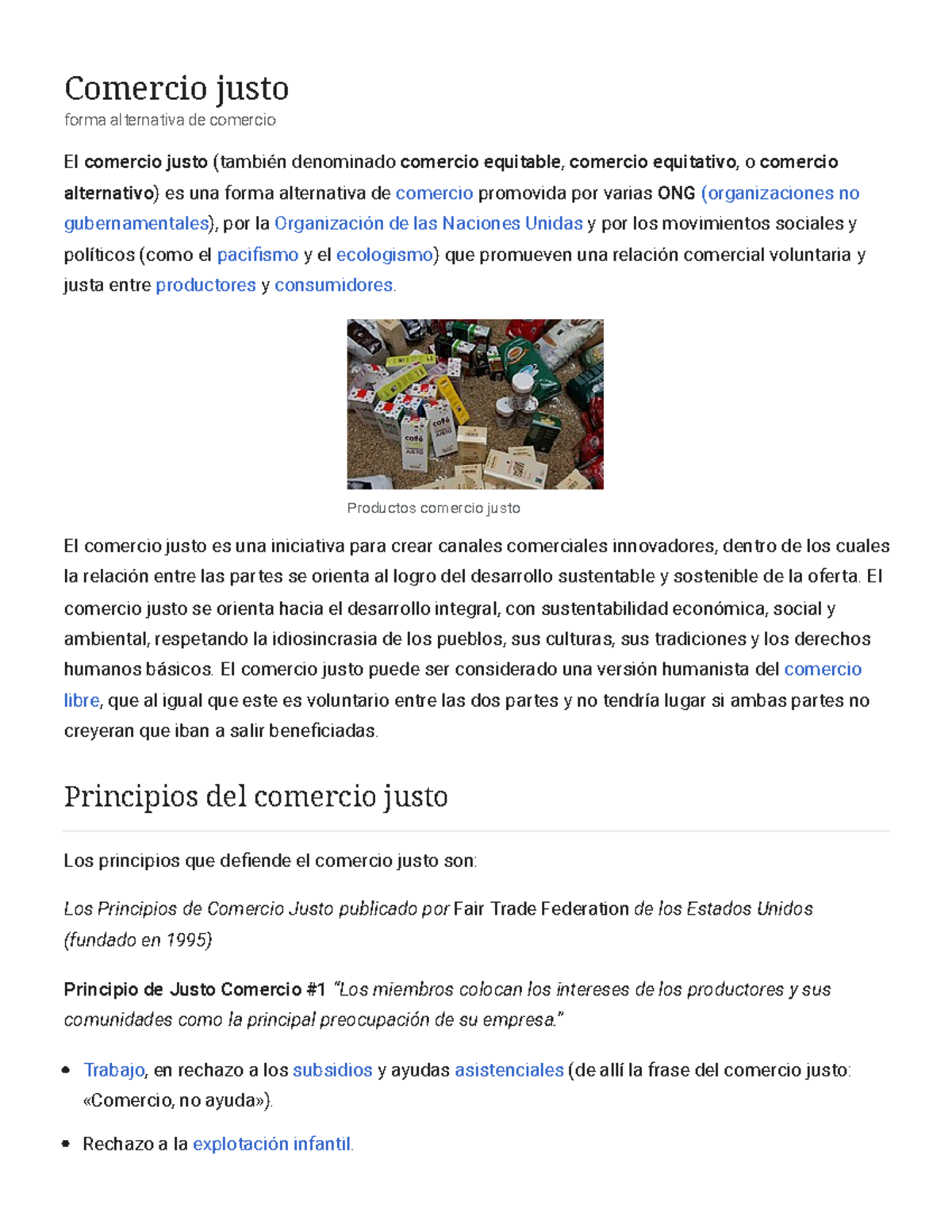 Comercio justo - Wikipedia, la enciclopedia libre - Comercio justo forma alternativa de comercio ...