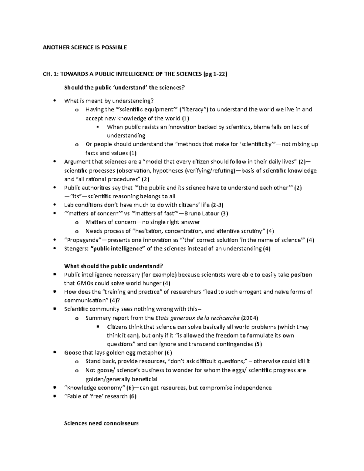 Another Science IS Possible notes - ANOTHER SCIENCE IS POSSIBLE CH. 1 ...