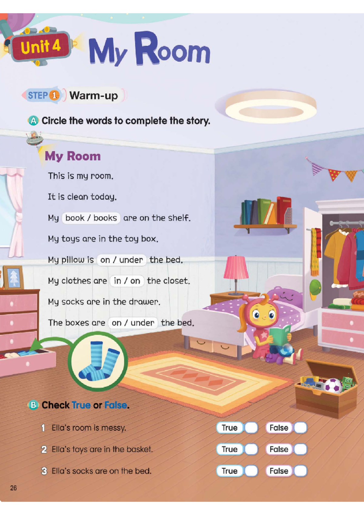 My First Writing Lesson 4 - Unit 4 My Room STEP 1 A Circle the words to ...