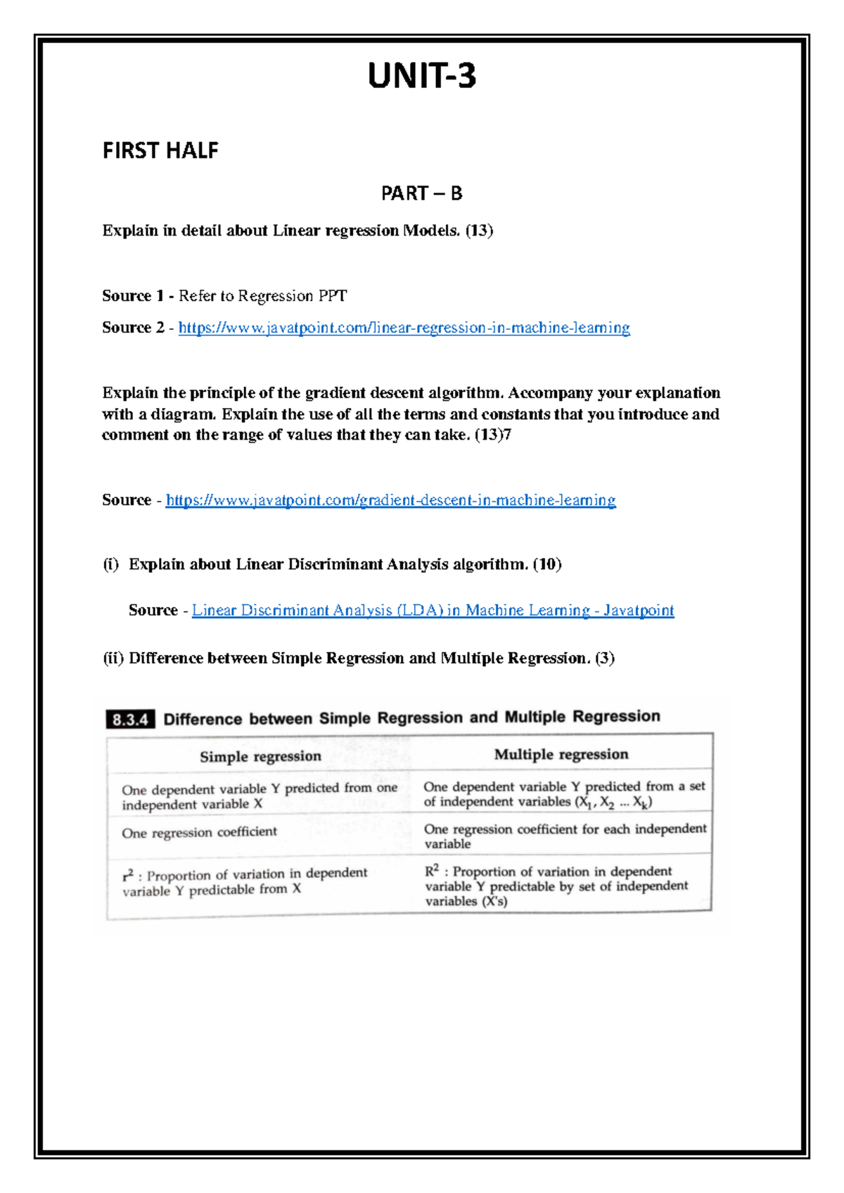 UNIT 3 QB Answers - Unit 3 notes - UNIT- 3 FIRST HALF PART – B Explain ...