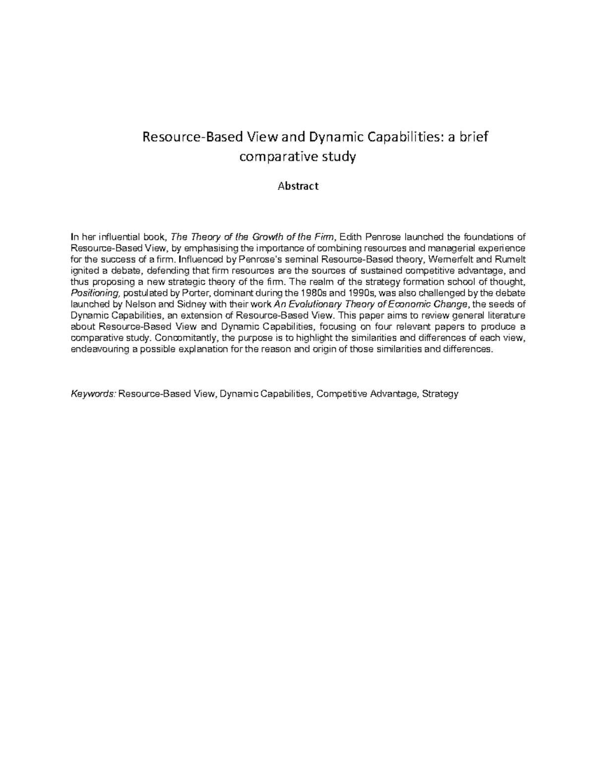 RBV and DC - This paper aims to review general literature about ...