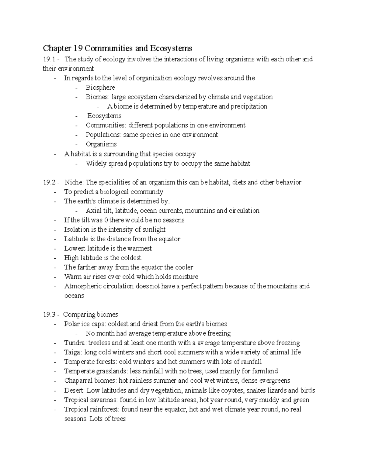 Chapter 19 Bio 189 - Chapter 19 Communities and Ecosystems 19 - The ...
