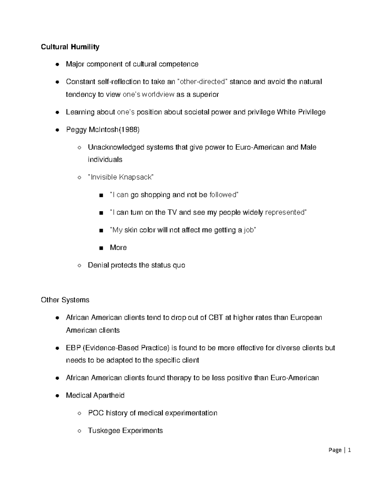 Cultural Humility - Cultural Humility Major component of cultural ...