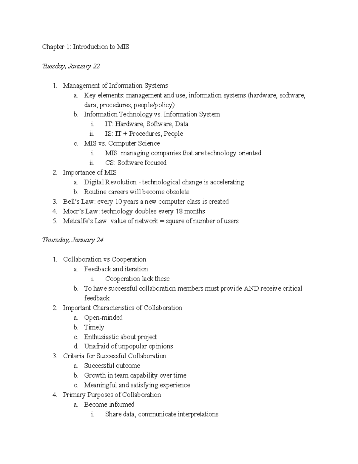 Chapter 1 Introduction to MIS - Key elements: management and use ...