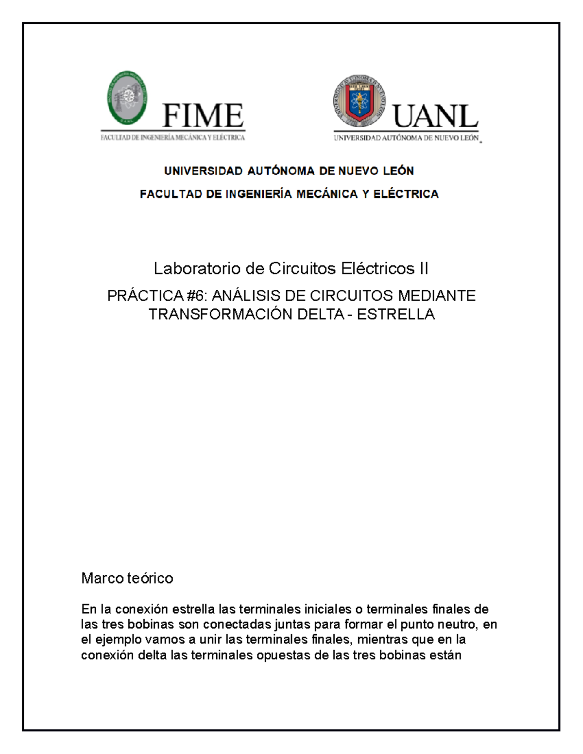 Pra6 labcircel 2 - Laboratorio de Circuitos Eléctricos II PRÁCTICA #6: ANÁLISIS DE CIRCUITOS ...