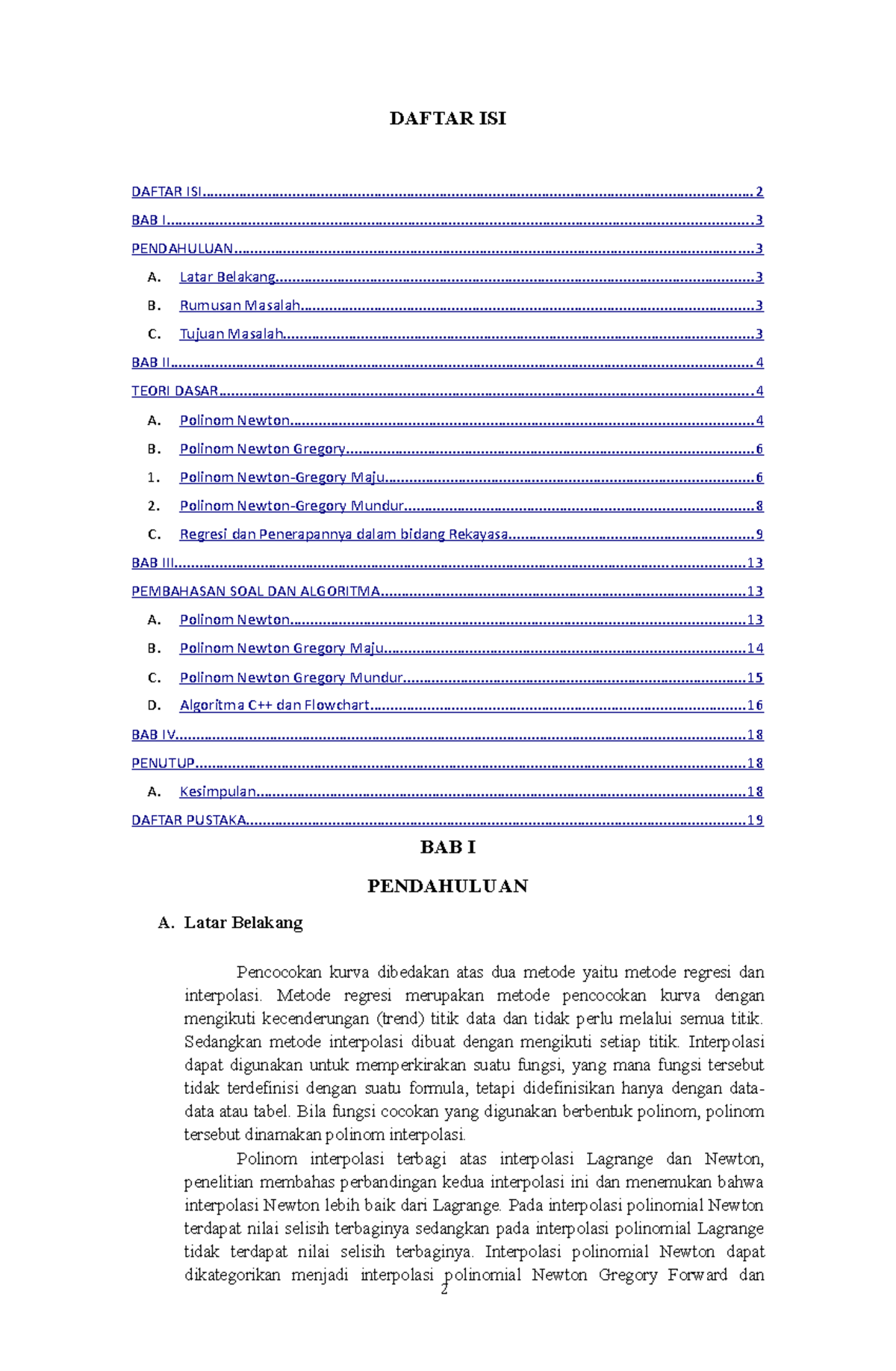 Makalah Interpolasi Newton - DAFTAR ISI DAFTAR - Studocu