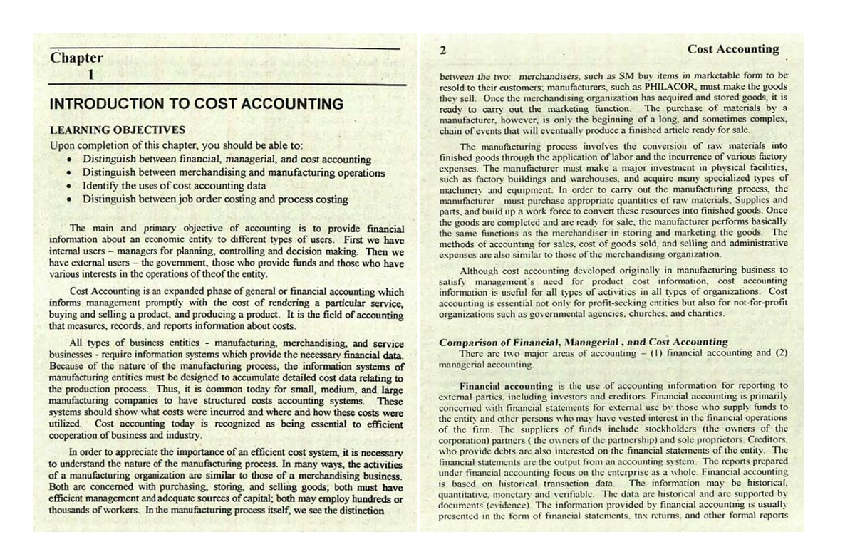 Chapter 1 Introduction to Cost Accounting - Accountancy - Studocu