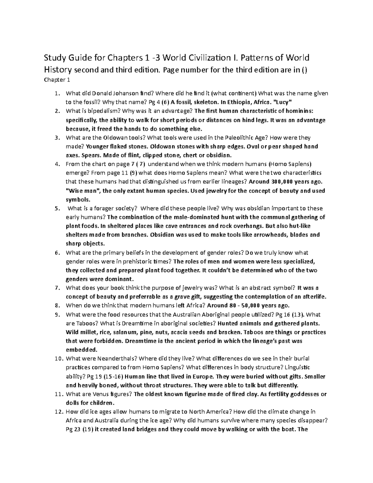 Study Guide for Chapters 1 - 3 Patterns(4) (1) - Study Guide for ...