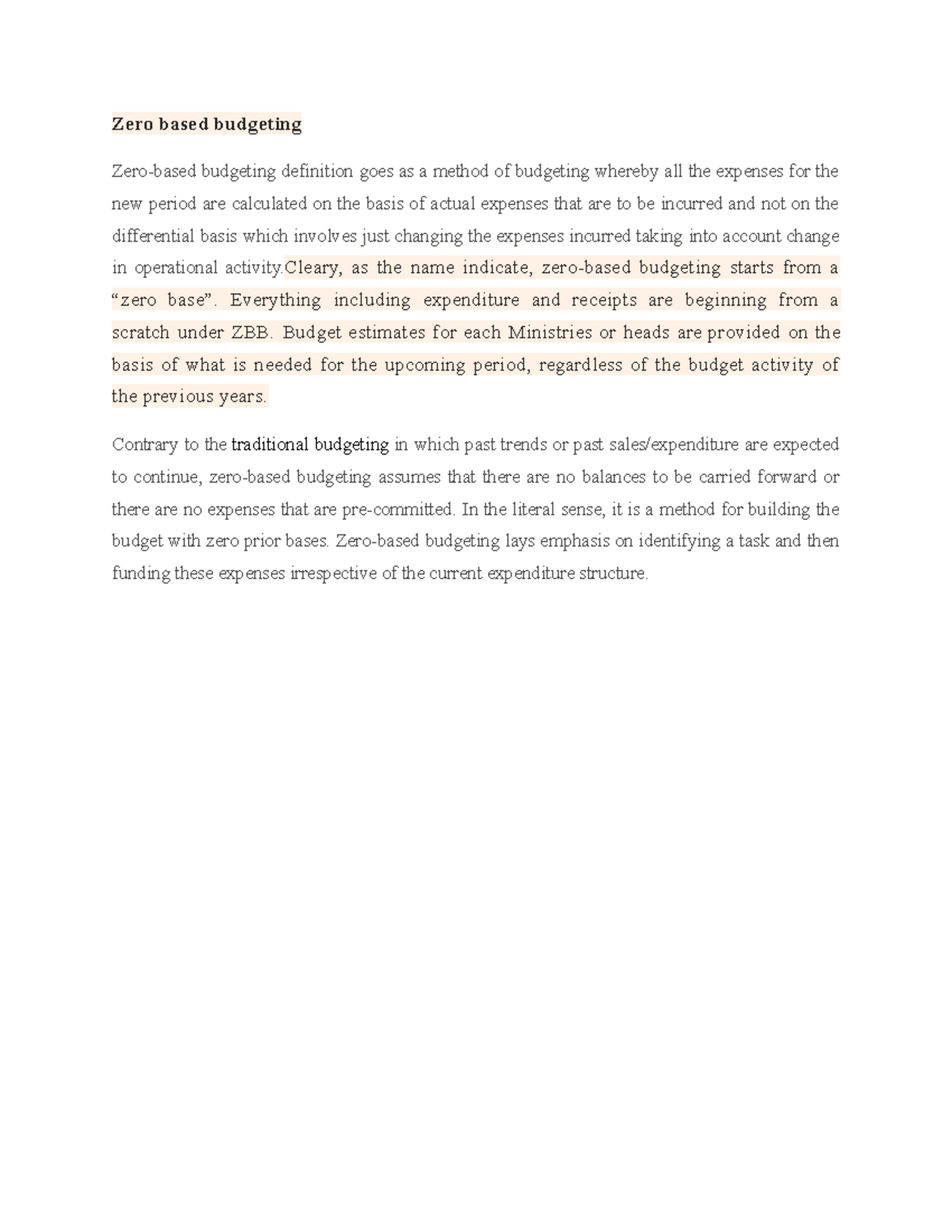 Zero base budgeting - Lecture notes 5 - Zero based budgeting Zero-based ...