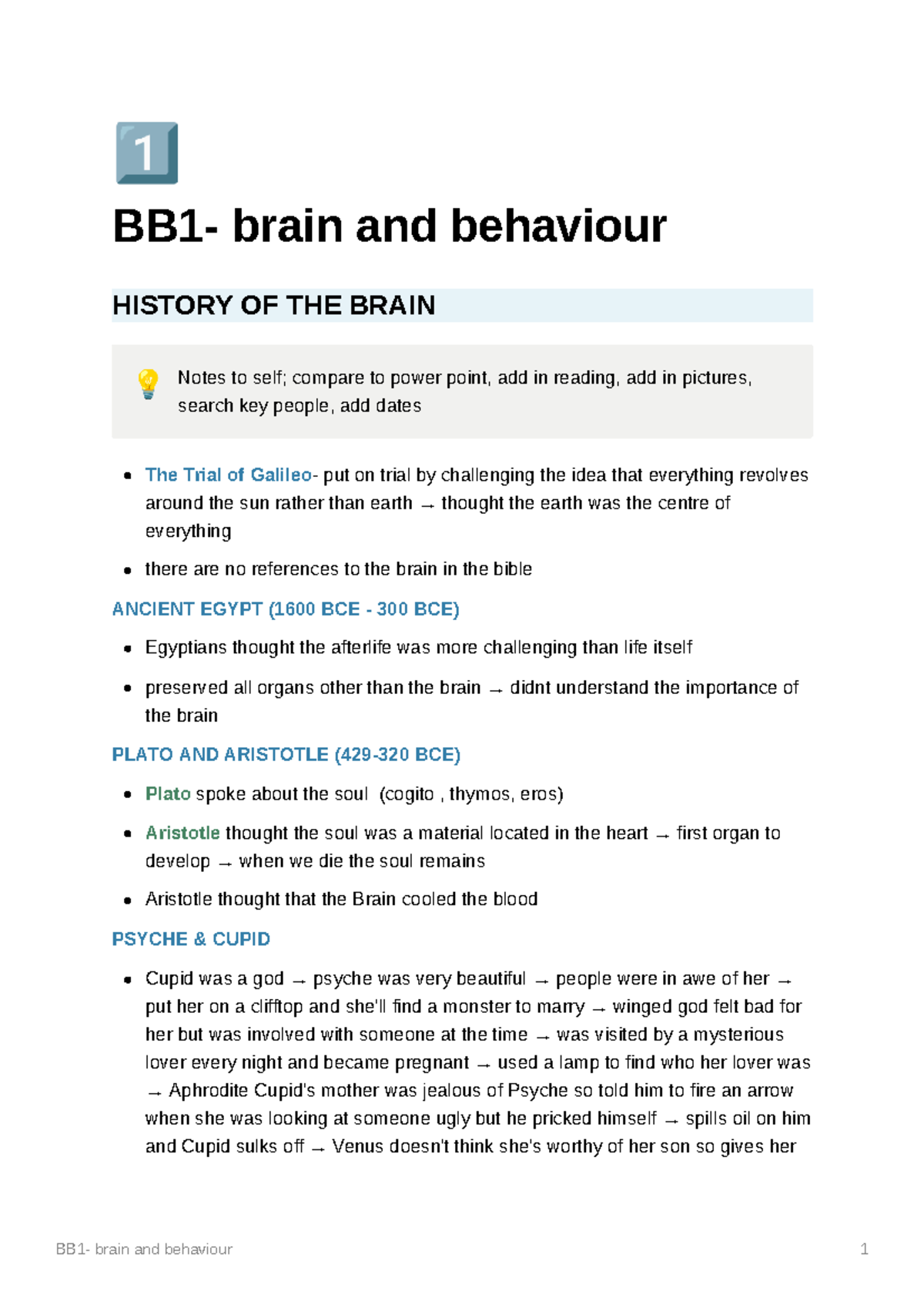 BB1- brain and behaviour - ° BB1- brain and behaviour HISTORY OF THE ...