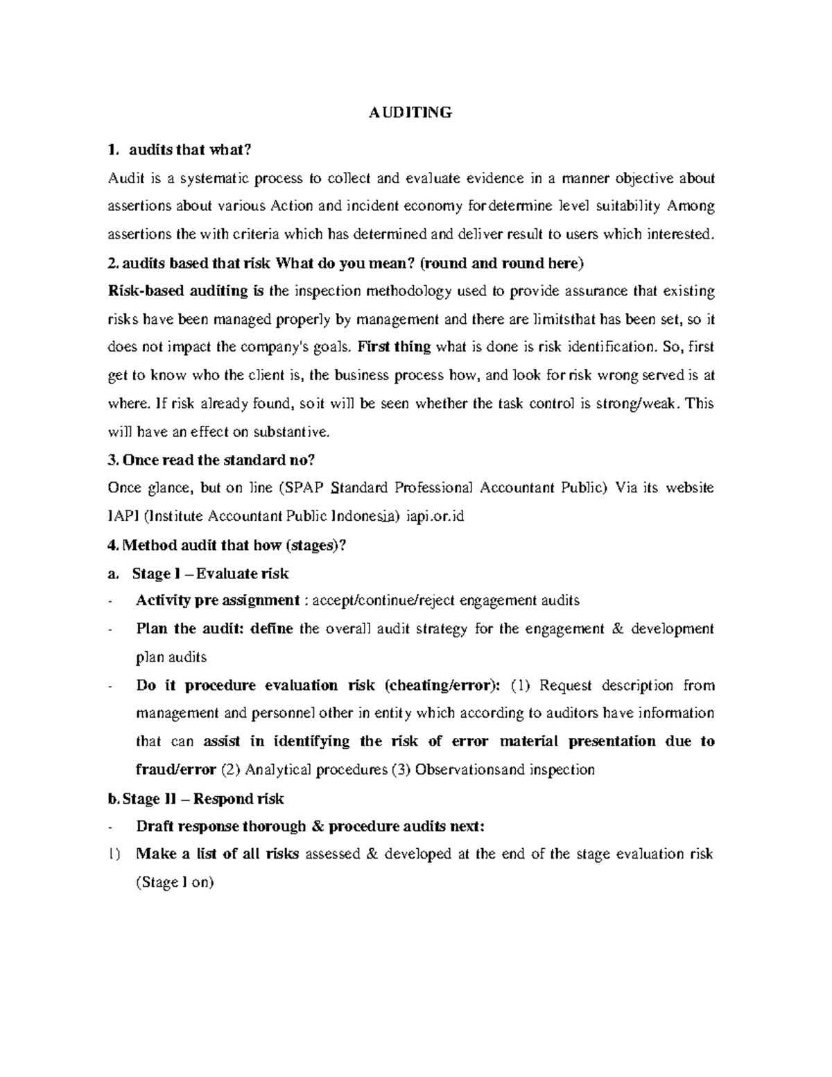 Method audit - Resume Accounting - AUDITING audits that what? Audit is ...