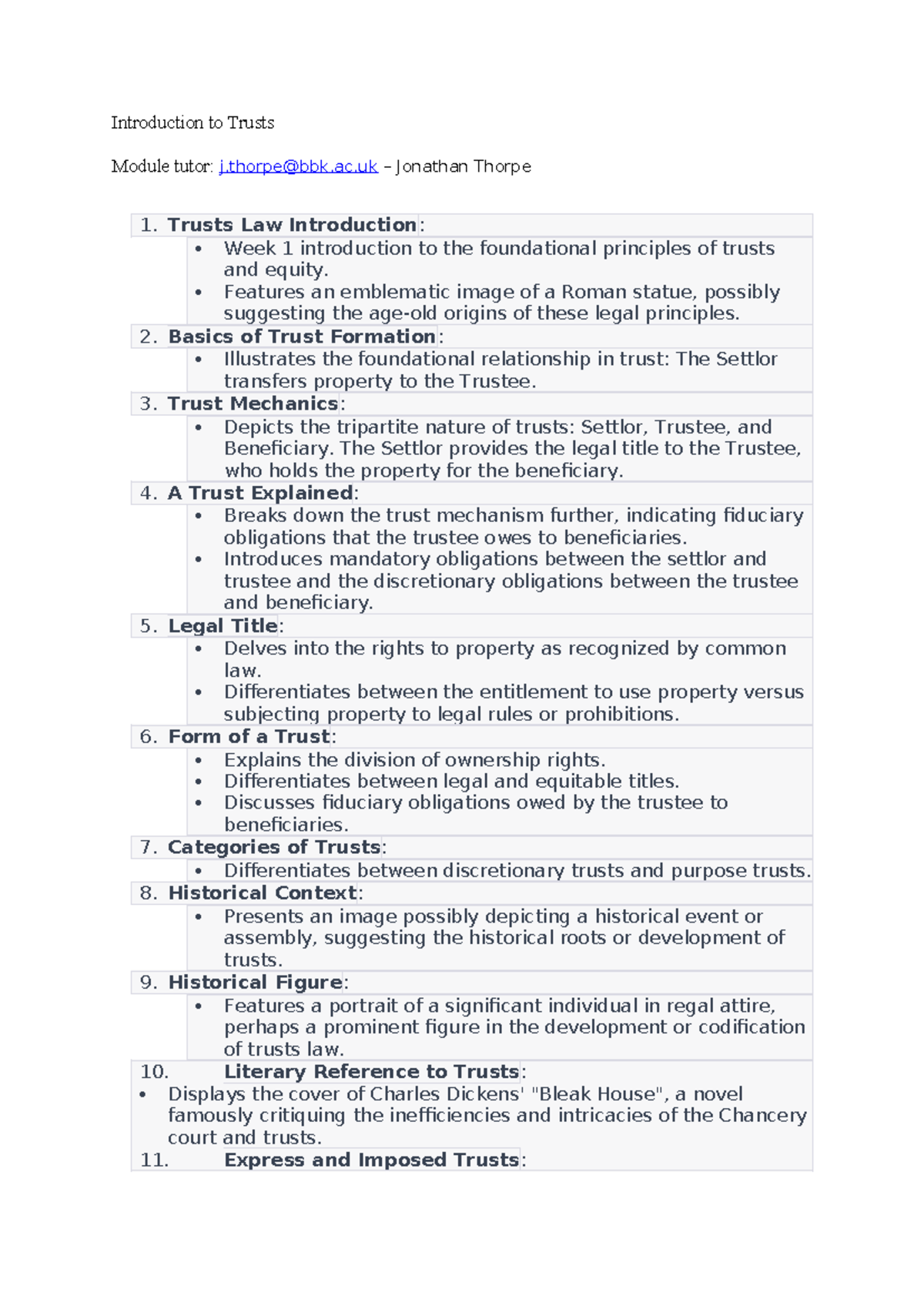Trusts law - week 1 notes - Introduction to Trusts Module tutor: j@bbk ...