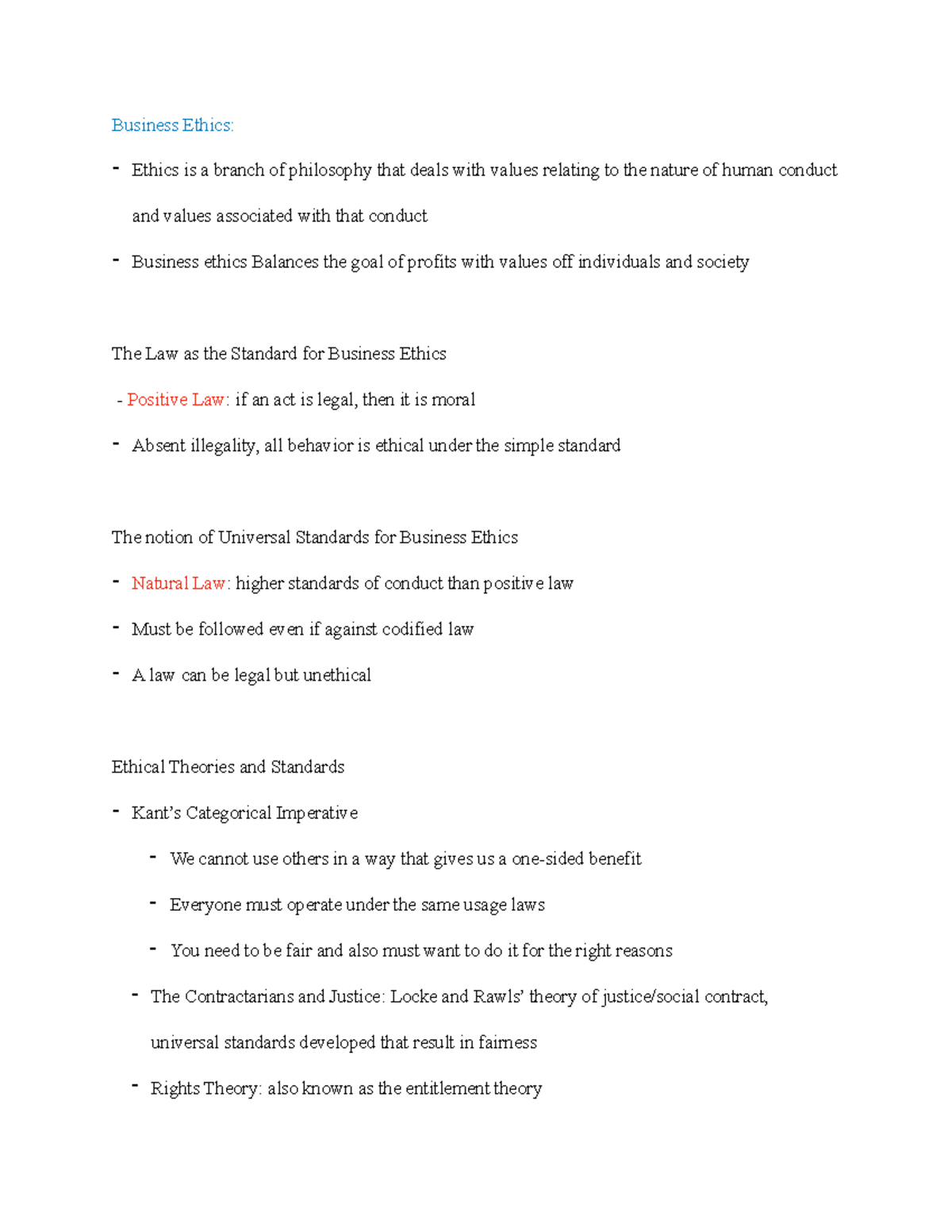 BL-201: Chapter 3 Lecture Notes - Business Ethics: - Ethics is a branch ...