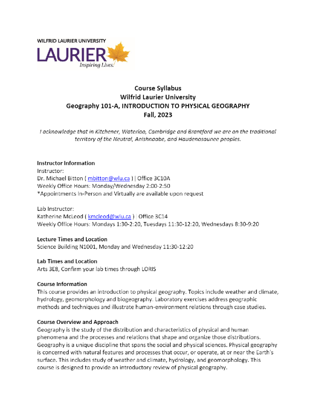 Geography Course Outline - GG102 - Studocu