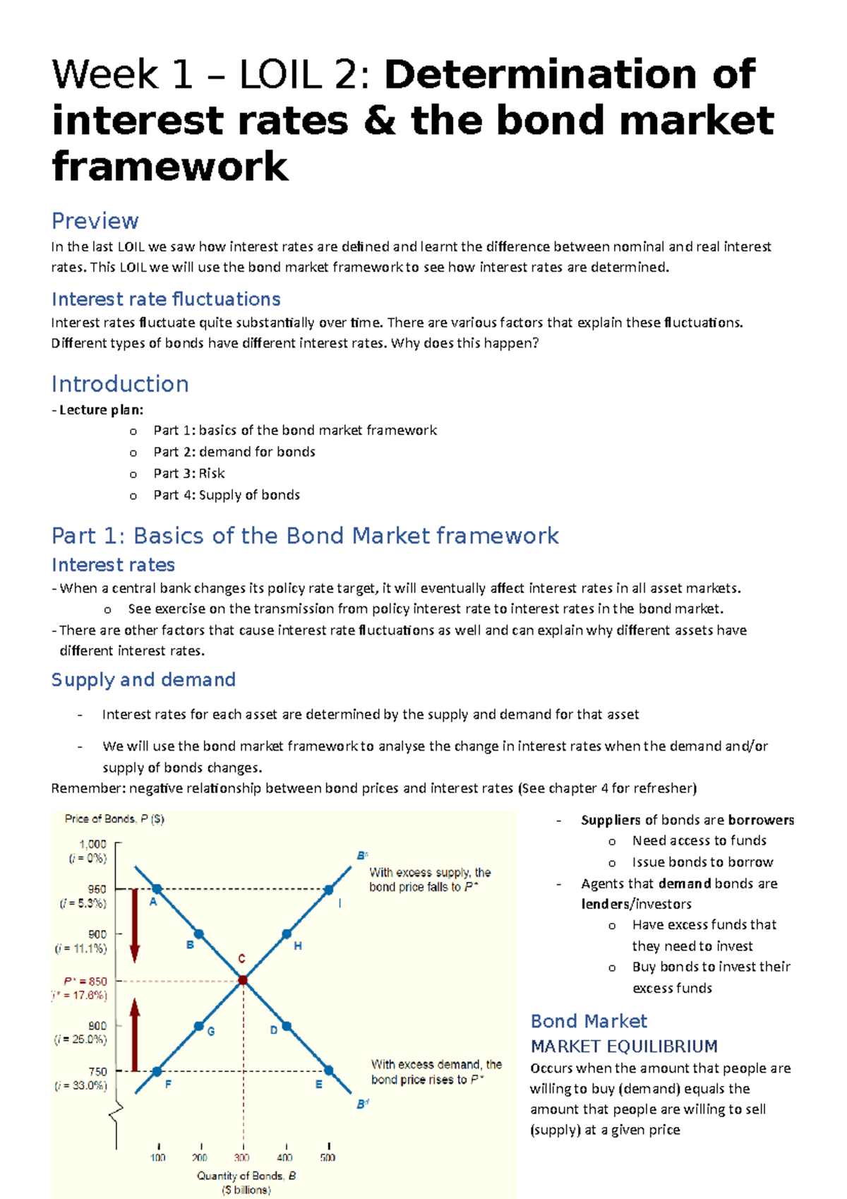 LOIL 2 Determination of interest rates, bond market framework - Week 1 ...
