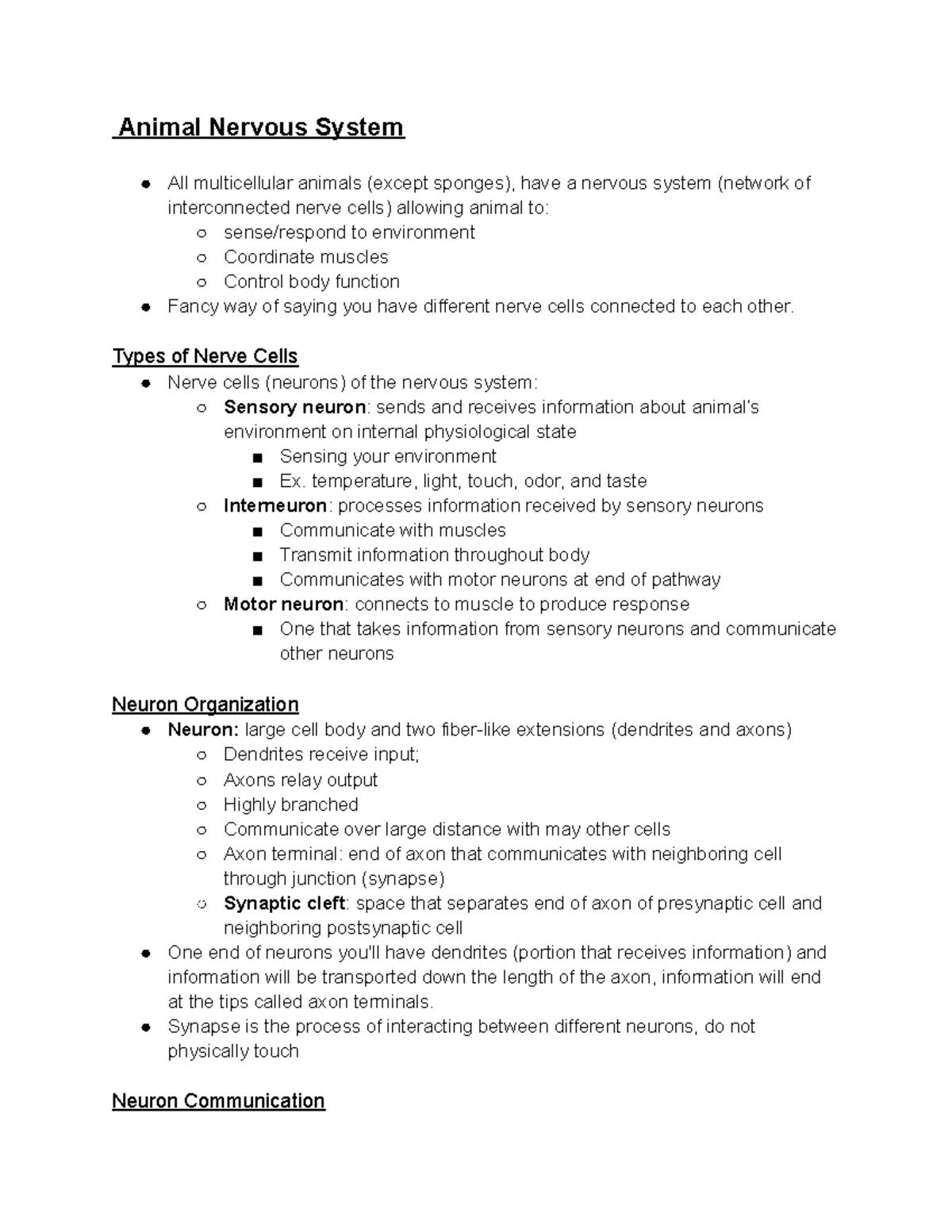 Animal Nervous System - Types of Nerve Cells Nerve cells (neurons) of ...