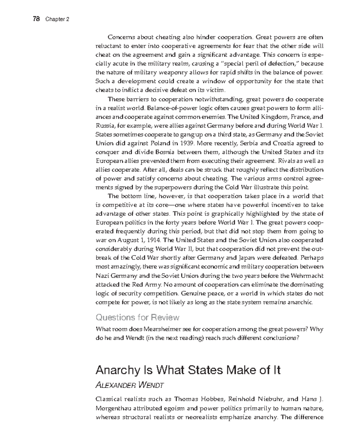 Wendt 2C Anarchy Is What States Make of It - 78 Chapter 2 Concerns ...