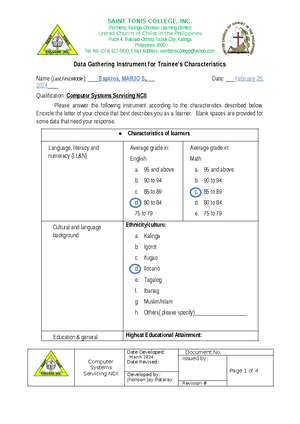 CSS Workshop Layout - Computer Systems Servicing NCII - TESDA - Legend ...
