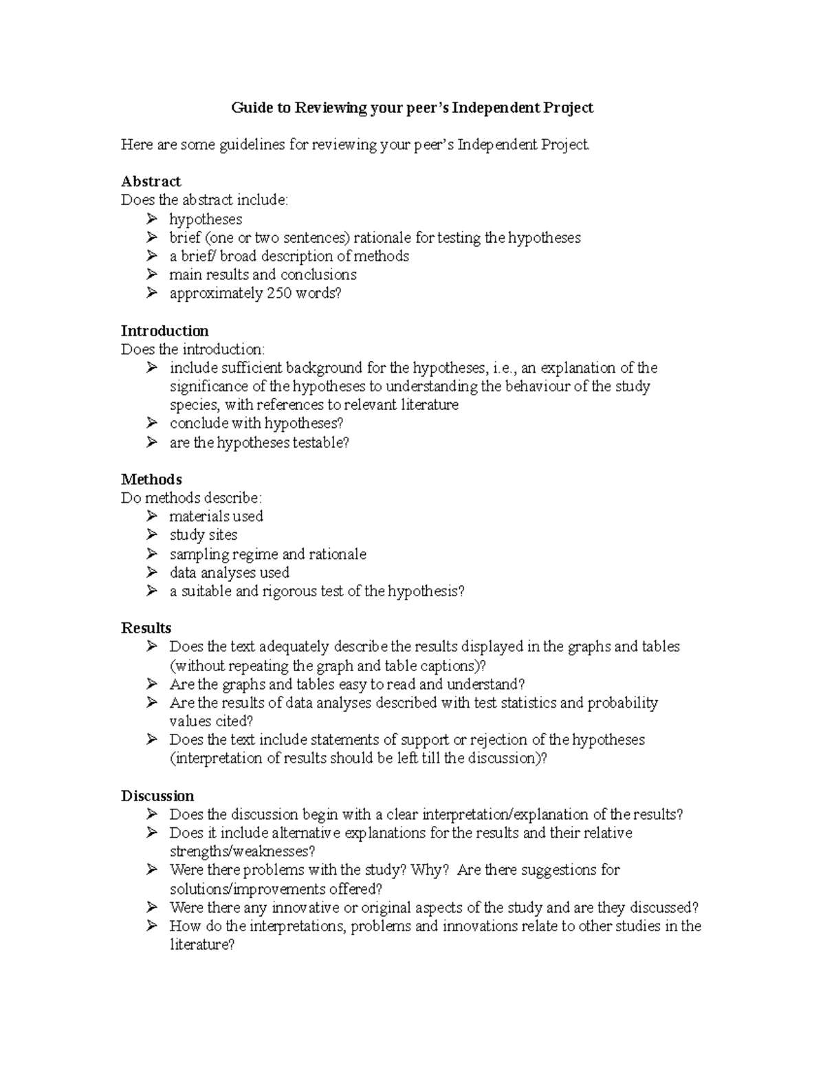 Peer Review Guide 1 - Guide to Reviewing your peer’s Independent ...