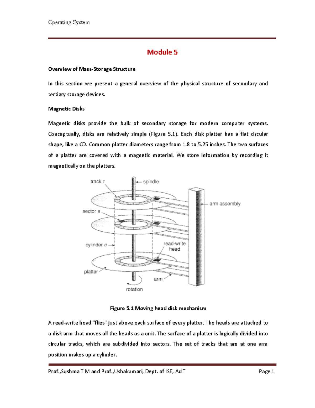 Module-5 Mass Storage System Notes - Module 5 Overview of Mass-Storage ...