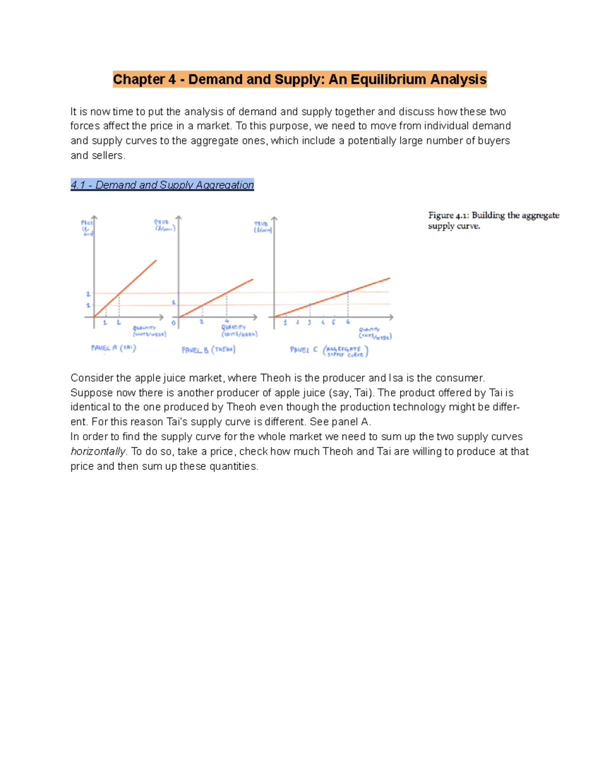 Chapter 4 - Demand and Supply An Equilibrium Analysis - Chapter 4 ...