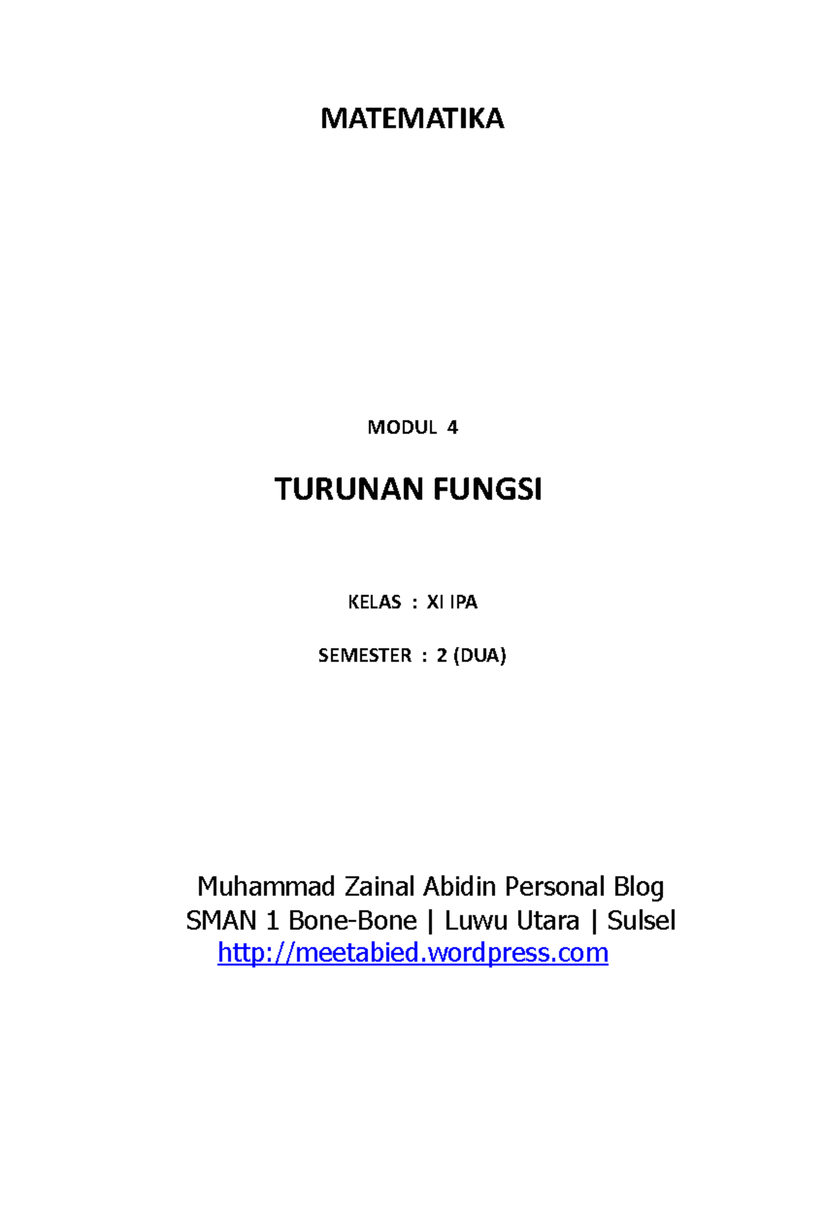 Matematika Modul 4 Turunan Fungsi Kelas - MATEMATIKA MODUL 4 TURUNAN ...