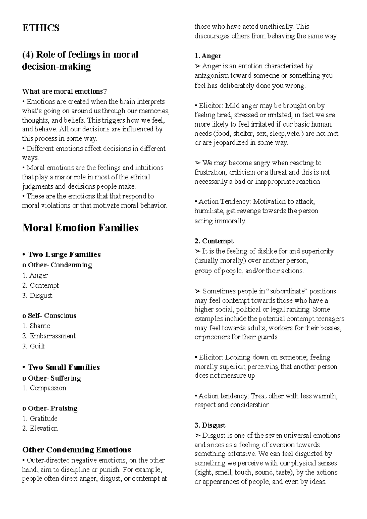 Ethics Module 2 - ETHICS (4) Role of feelings in moral decision-making ...