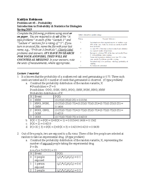 Prob set 3 - 2023 - problem sets - Problem set #3 – Probability Introduction to Probability ...