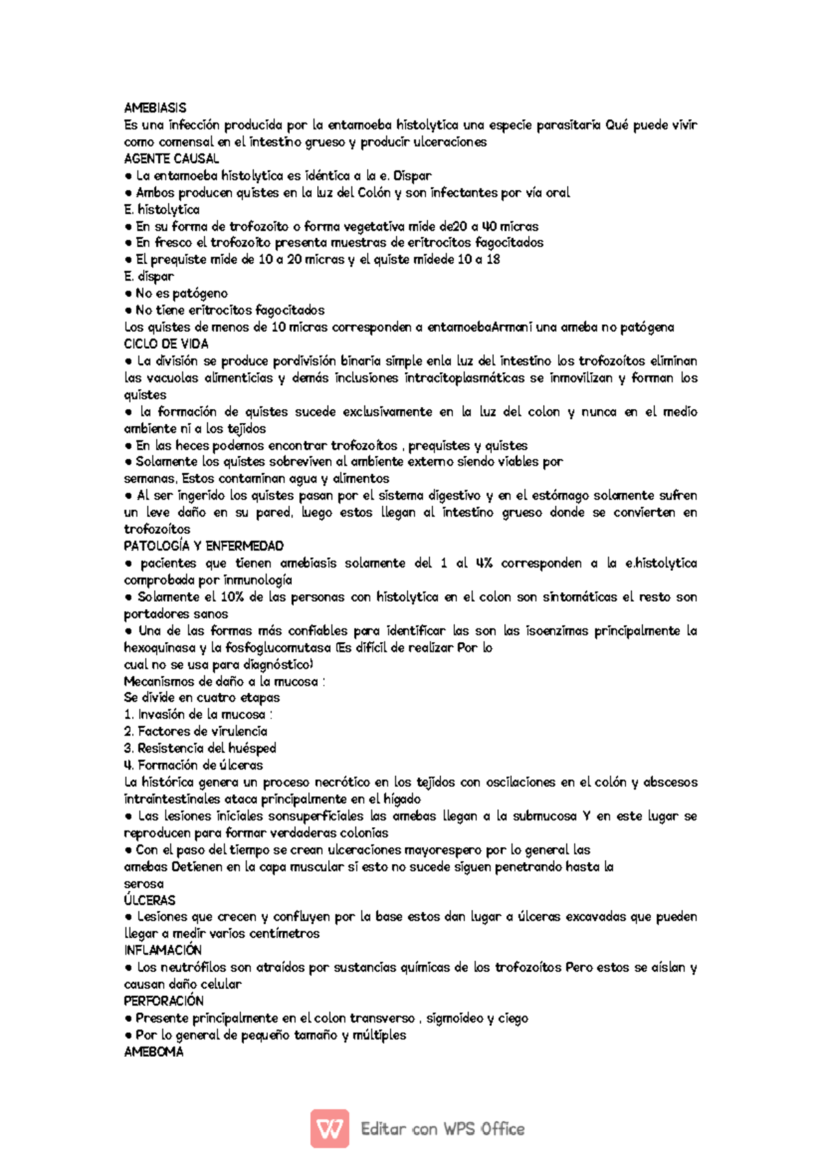 Amebiasis - resumen del libro - AMEBIASIS Es una infección producida ...