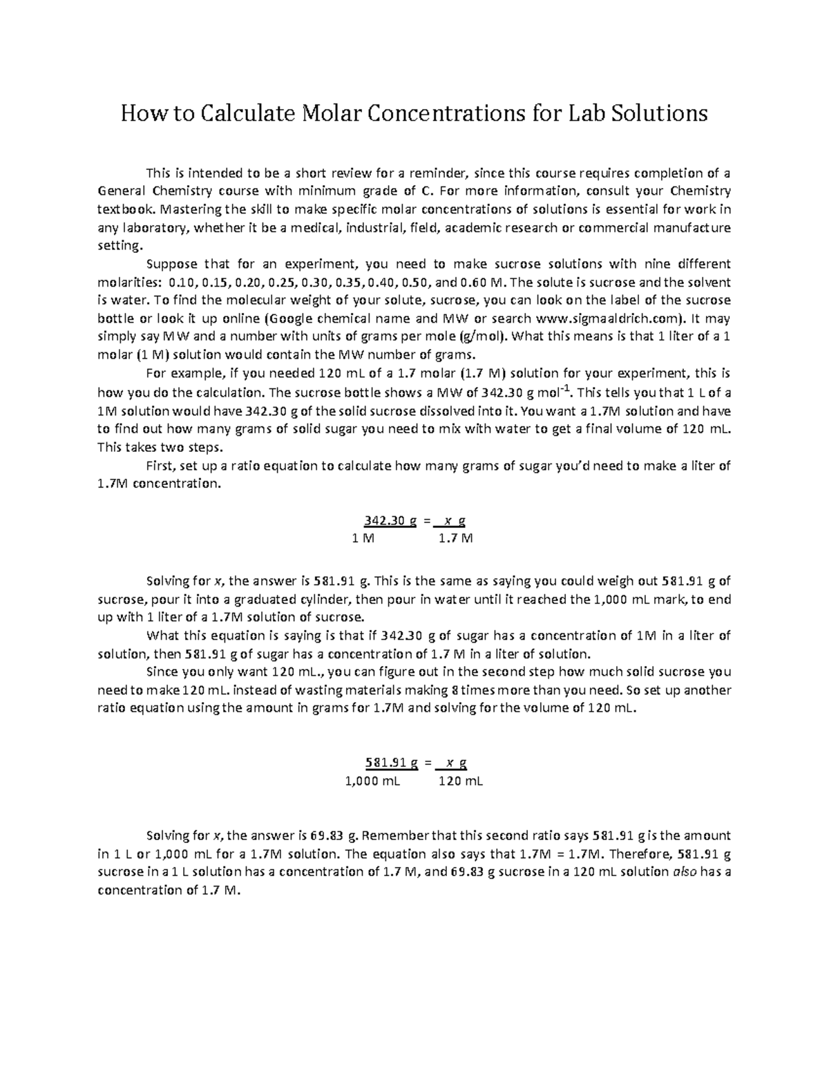 Molarity - Study Material - How to Calculate Molar Concentrations for ...