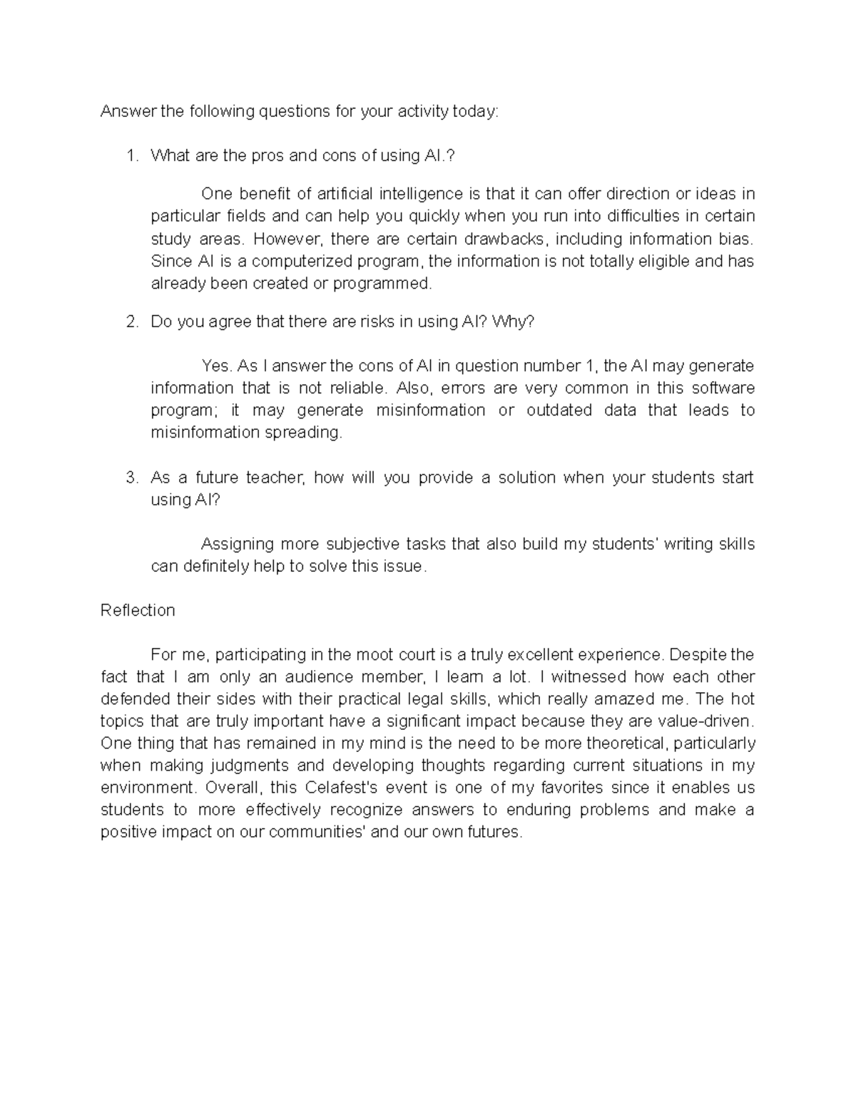 Reflection about AI - The pros and cons of AI and the importance of ...