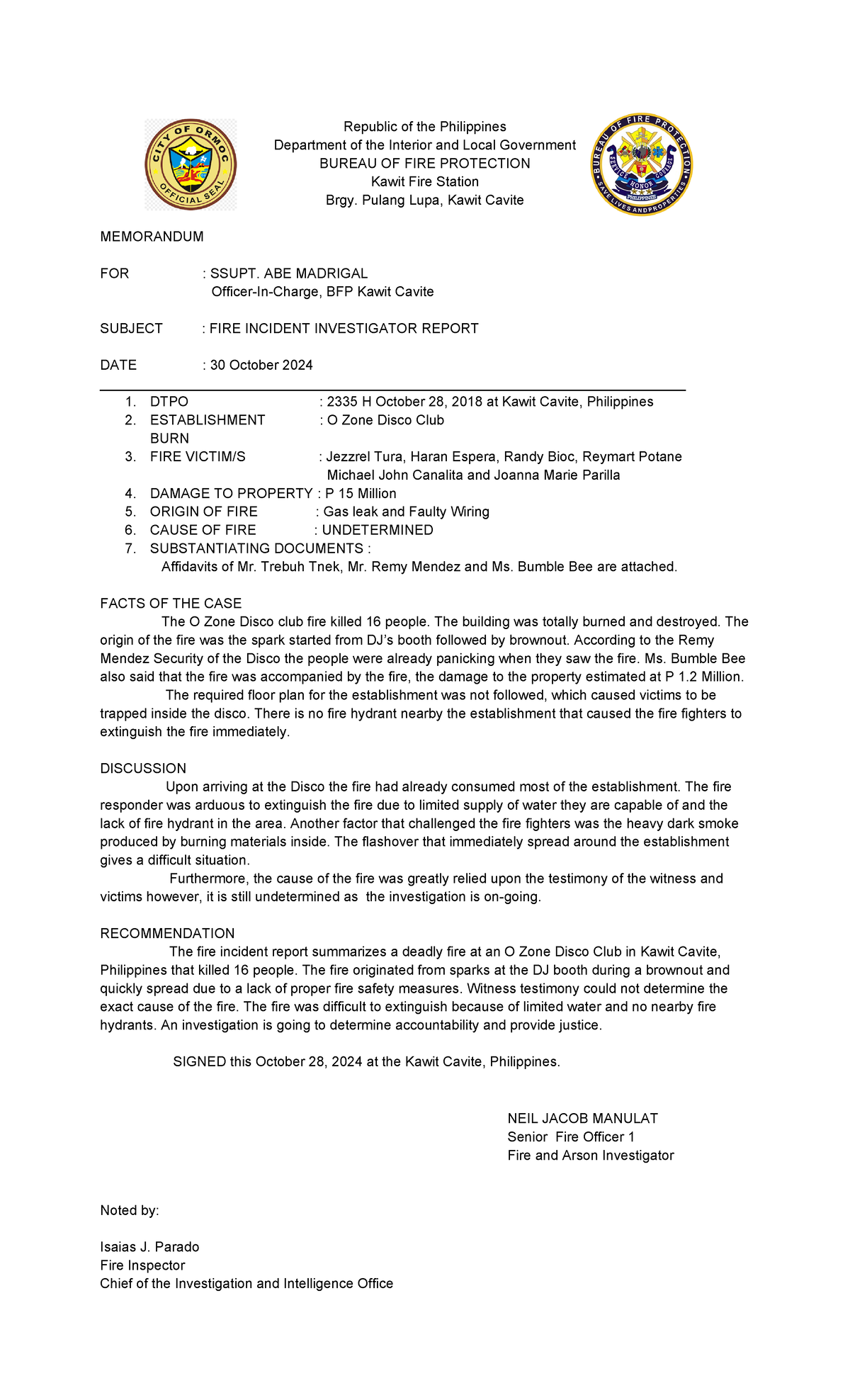 FIIR (Porky) - its just a random - Republic of the Philippines ...