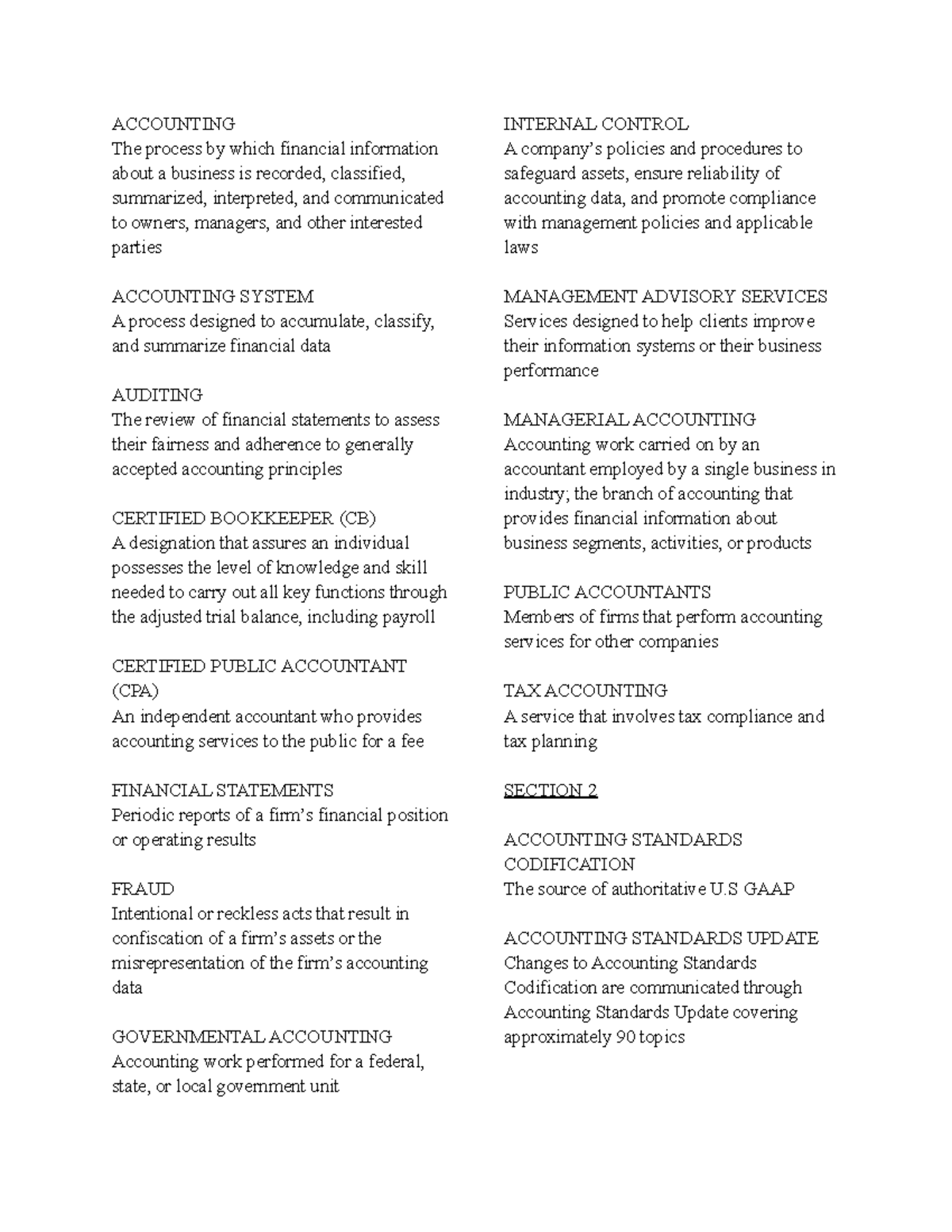 FDNACCT Notes Concepts - ACCOUNTING The process by which financial ...