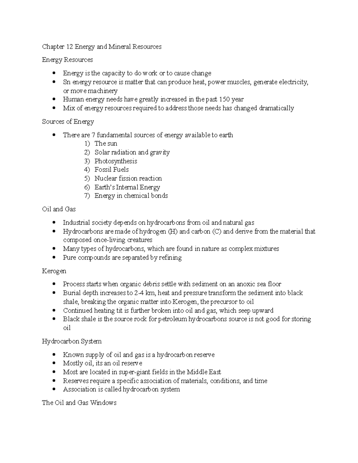 Energy resoruces - PowerPoint Notes - Chapter 12 Energy and Mineral ...