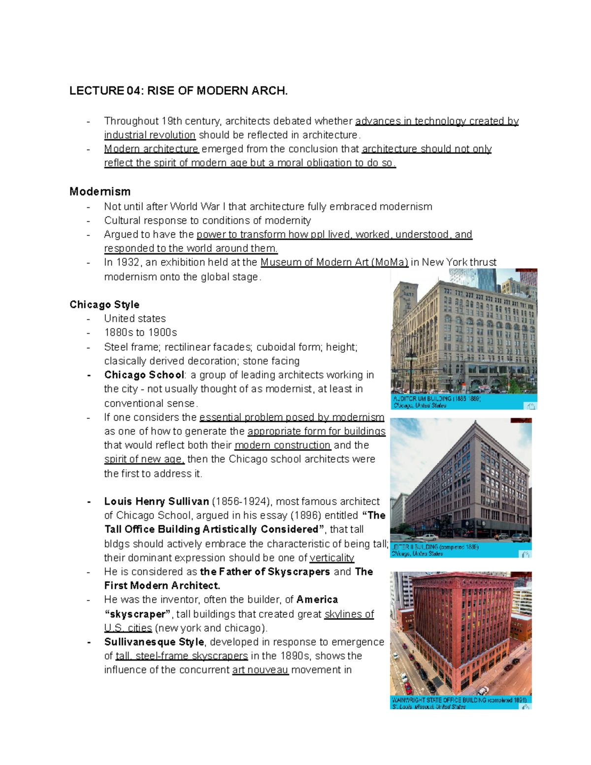 TOA 2 Continuation - TOA - LECTURE 04: RISE OF MODERN ARCH. Throughout ...