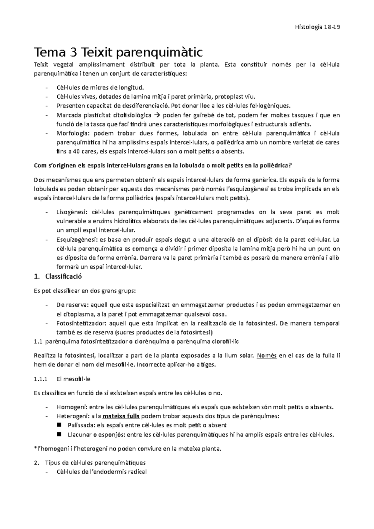 Tema 3 Teixit parenquimàtic - Histologia 18- Tema 3 Teixit ...