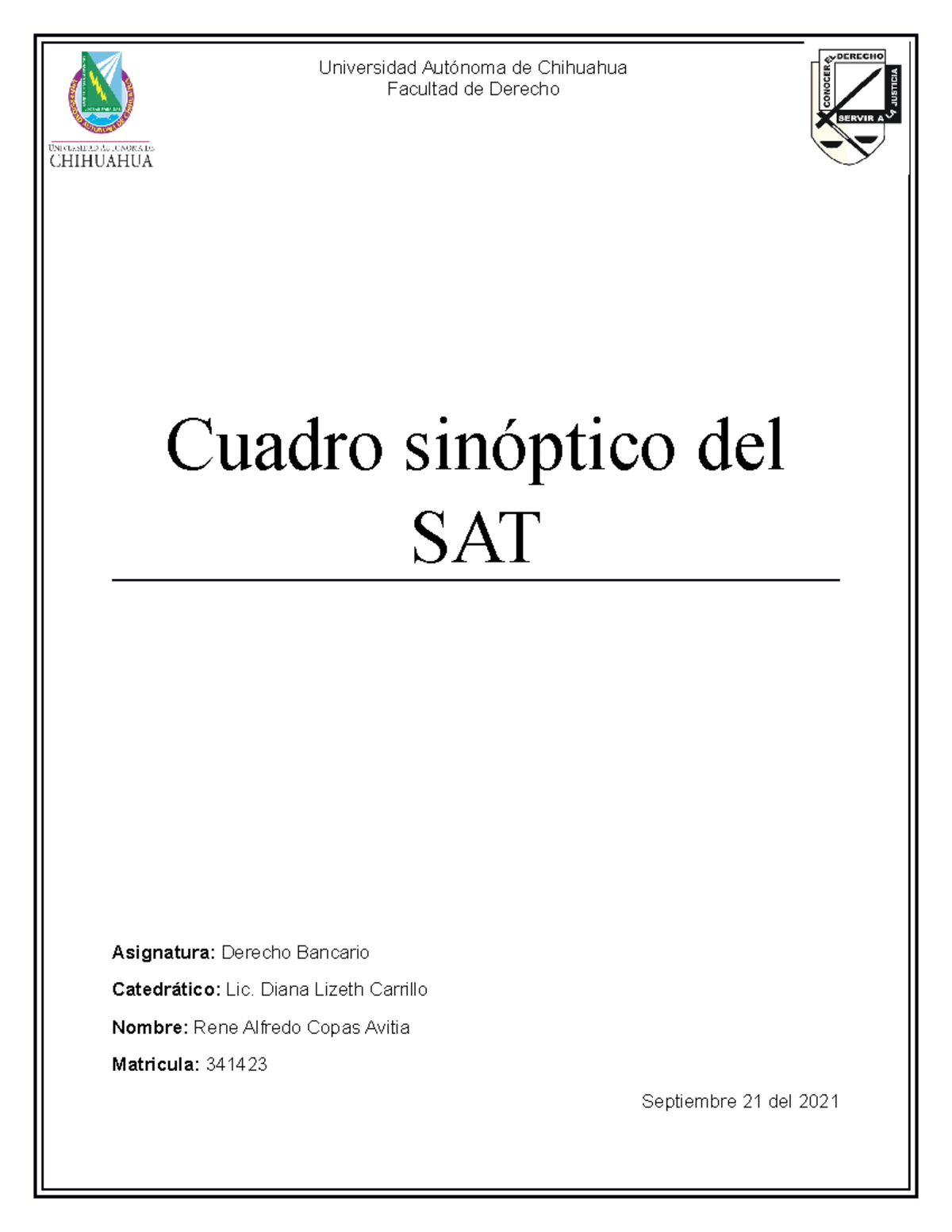Cuadro sinóptico del SAT - Derecho Bancario - UACH - Studocu