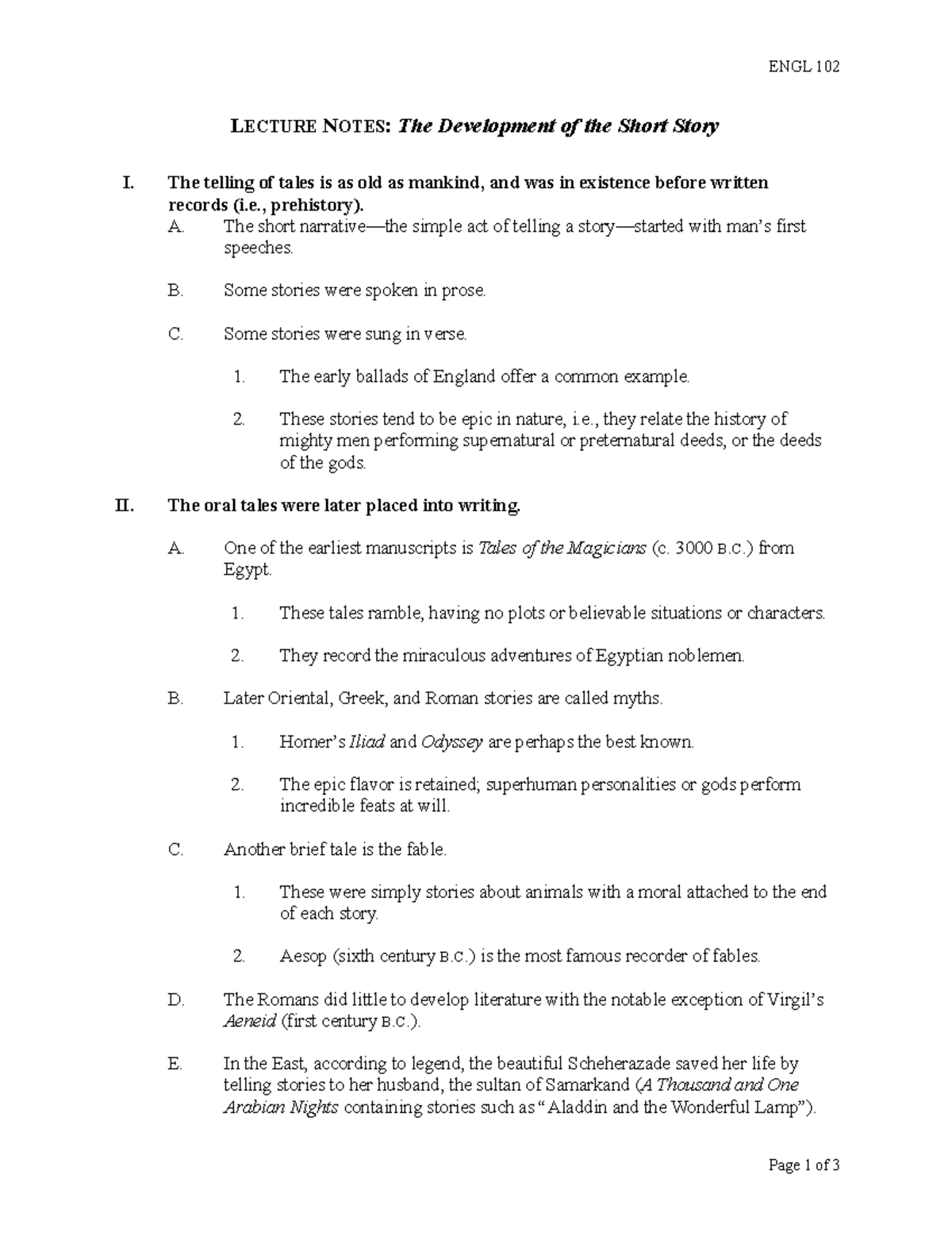 The Development of the Short Story - The telling of tales is as old as ...