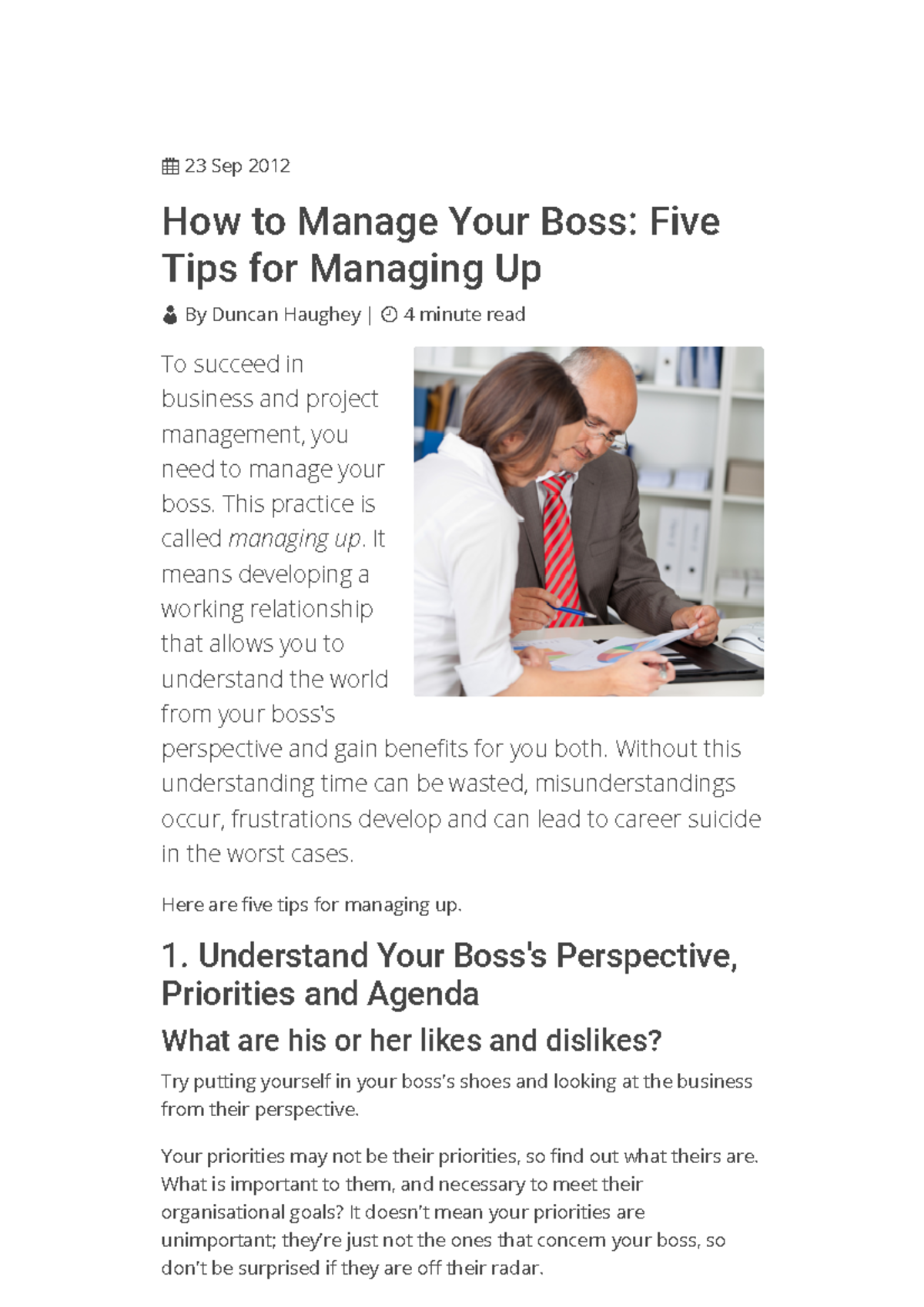 How to Manage Your Boss Five Tips for Managing Up - 23 Sep 2012 How to Manage Your Boss: Five ...