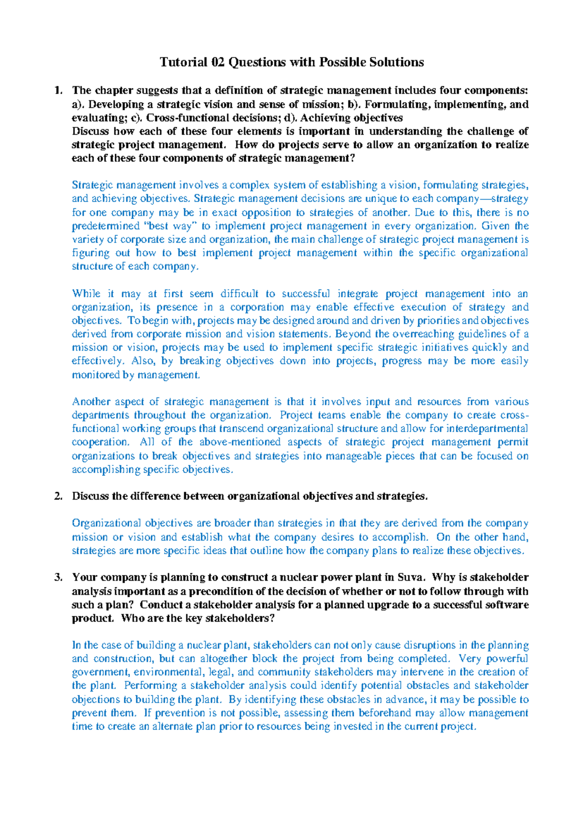 Tutorial 02 Questions with Possible Solutions - Tutorial 02 Questions ...