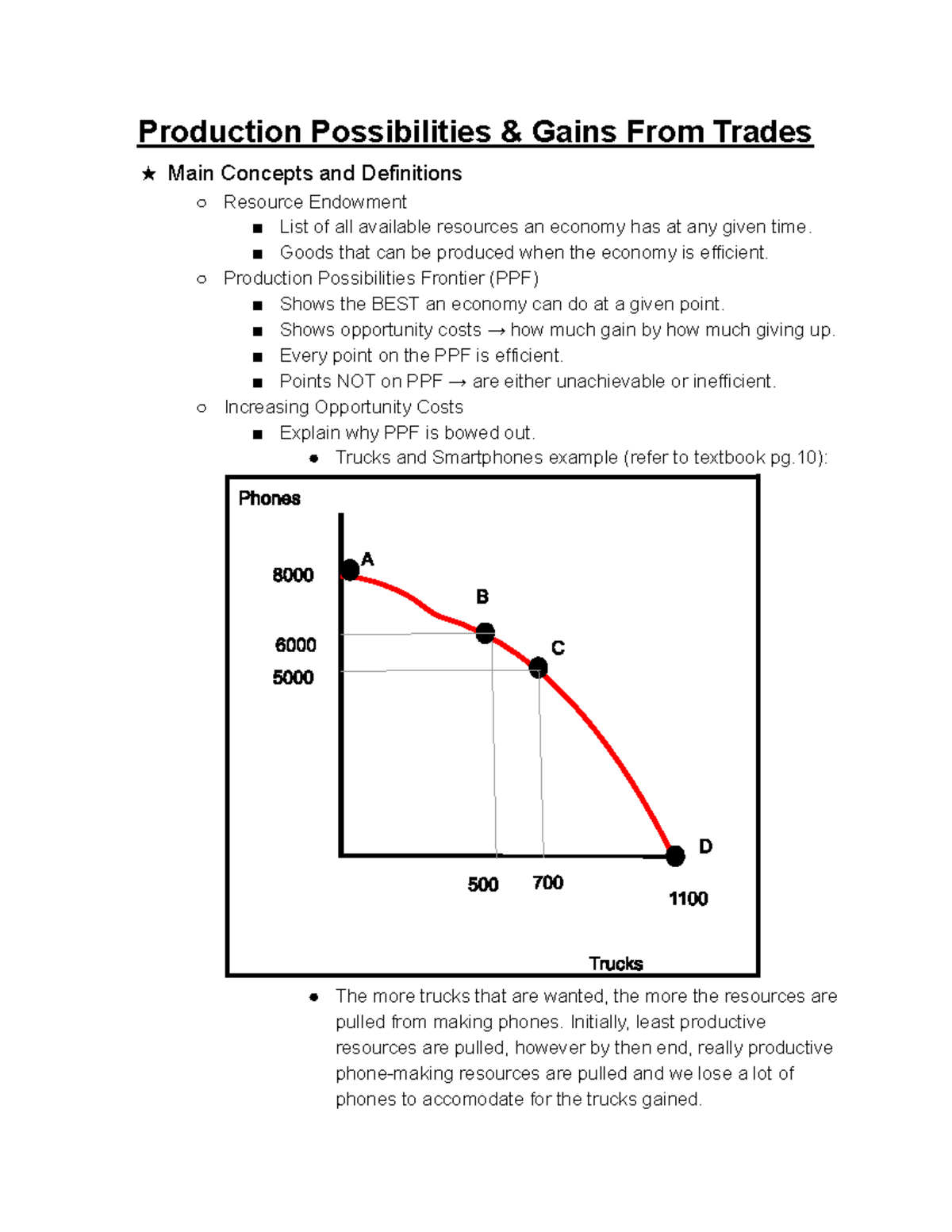 [Textbook Notes] CH 2 - Production Possibilities & Gains From Trades ...