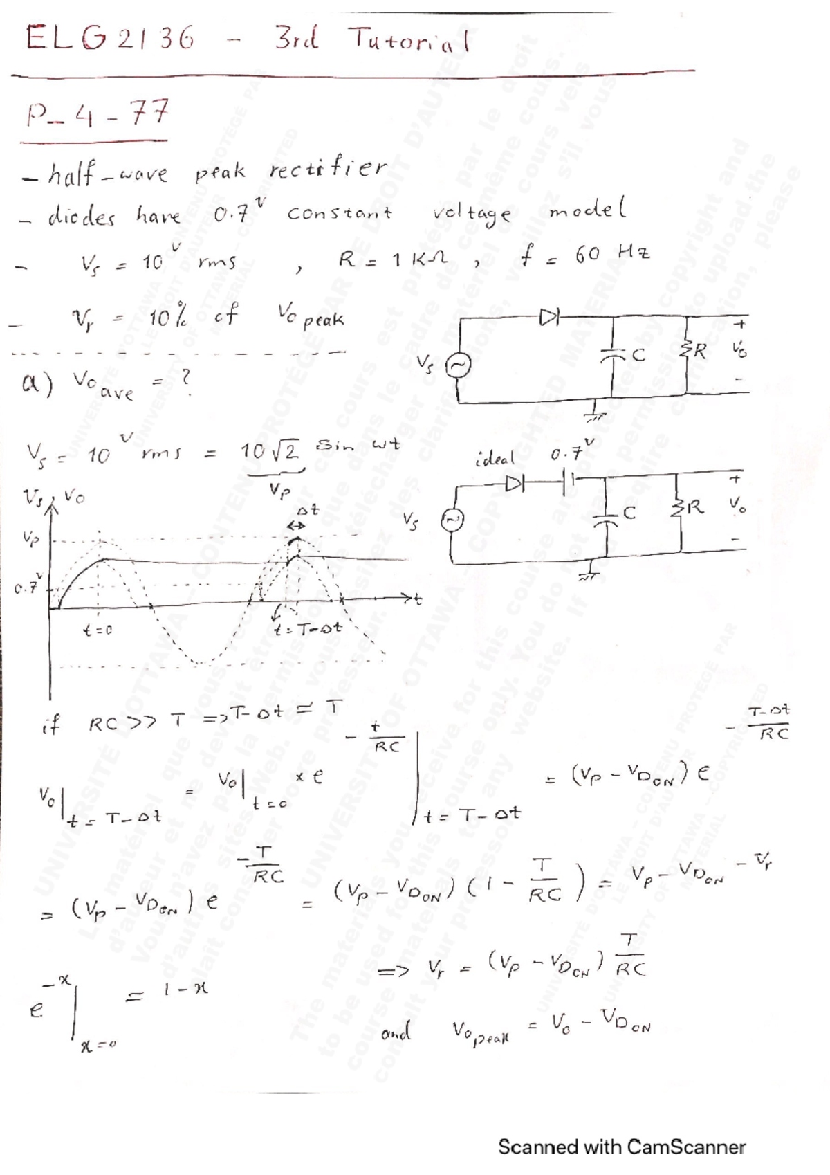 Tutorial #3 - Questions and Solutions - ELG 2136 - Studocu