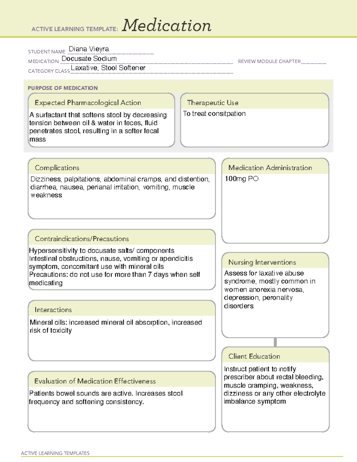 medication for clinical - ACTIVE LEARNING TEMPLATES Medication STUDENT ...