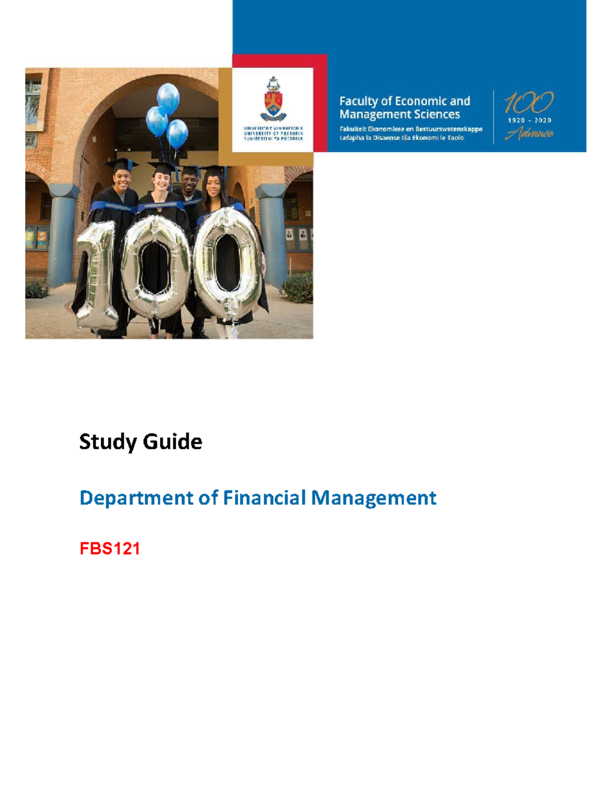 FBS121 Study Guide 2020 - Study Guide Department of Financial ...