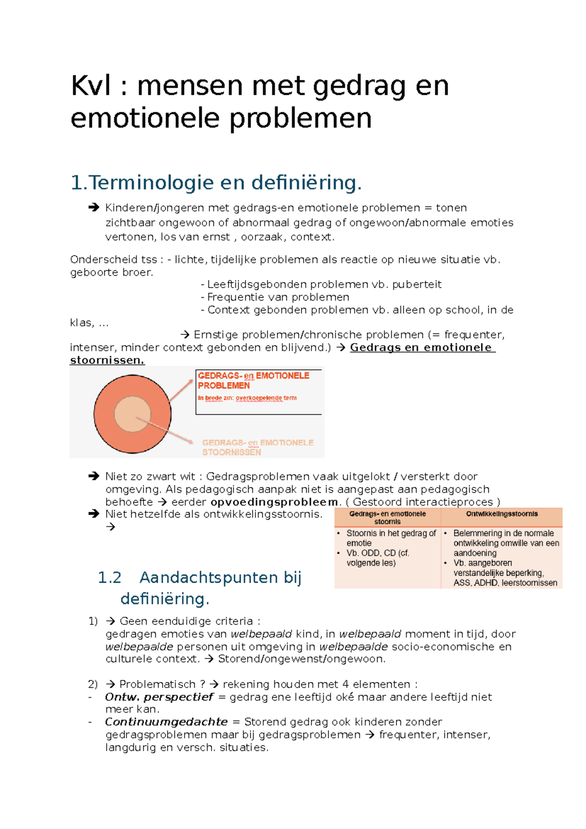 KVL gedrag en emotie - Kvl : mensen met gedrag en emotionele problemen 1 en definiëring. - Studocu