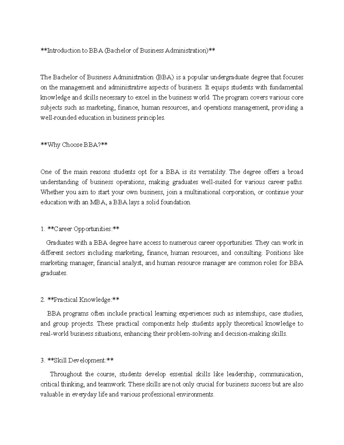 Real - Summary Bachelors of Business Administration - Introduction to ...