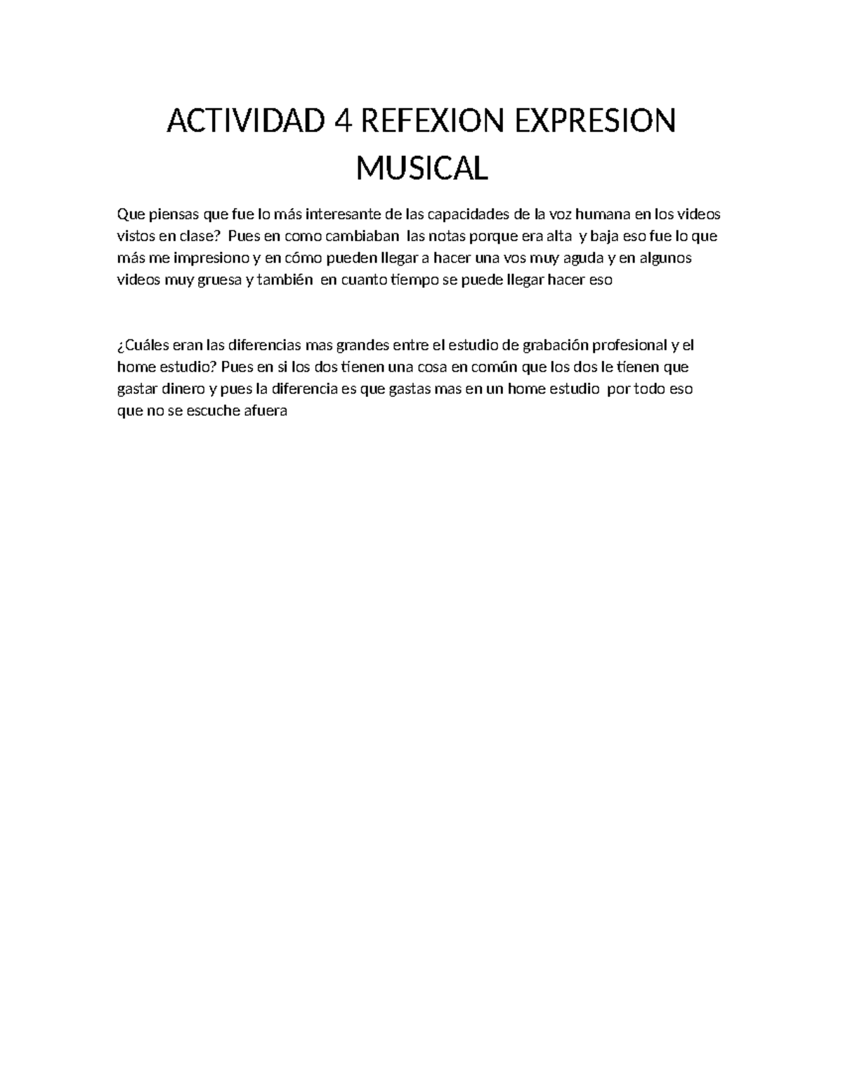 Actividad 4 expresion musical - ACTIVIDAD 4 REFEXION EXPRESION MUSICAL ...