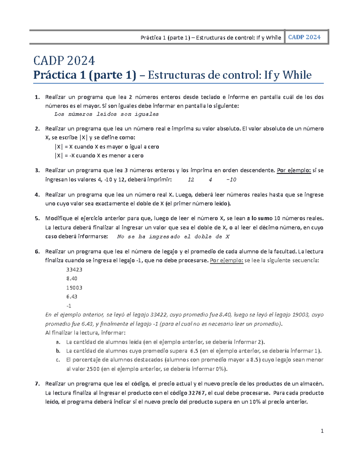 CADP 2024 P1 1 If y While - Práctica 1 (parte 1) – Estructuras de ...