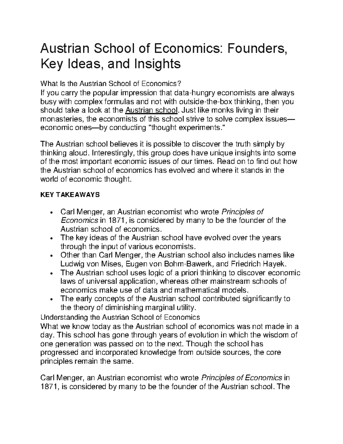 Austrian School of Economics - Just like monks living in their ...