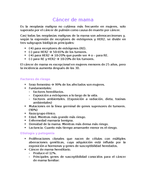 Cáncer DE MAMA - Resumen Patología - CÁNCER DE MAMA El cáncer de mama ...